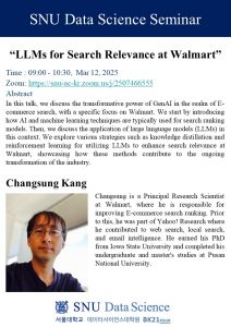 Walmart 강창성 박사, LLMs for Search Relevance at Walmart, 03월 12일(수) – 서울 ...